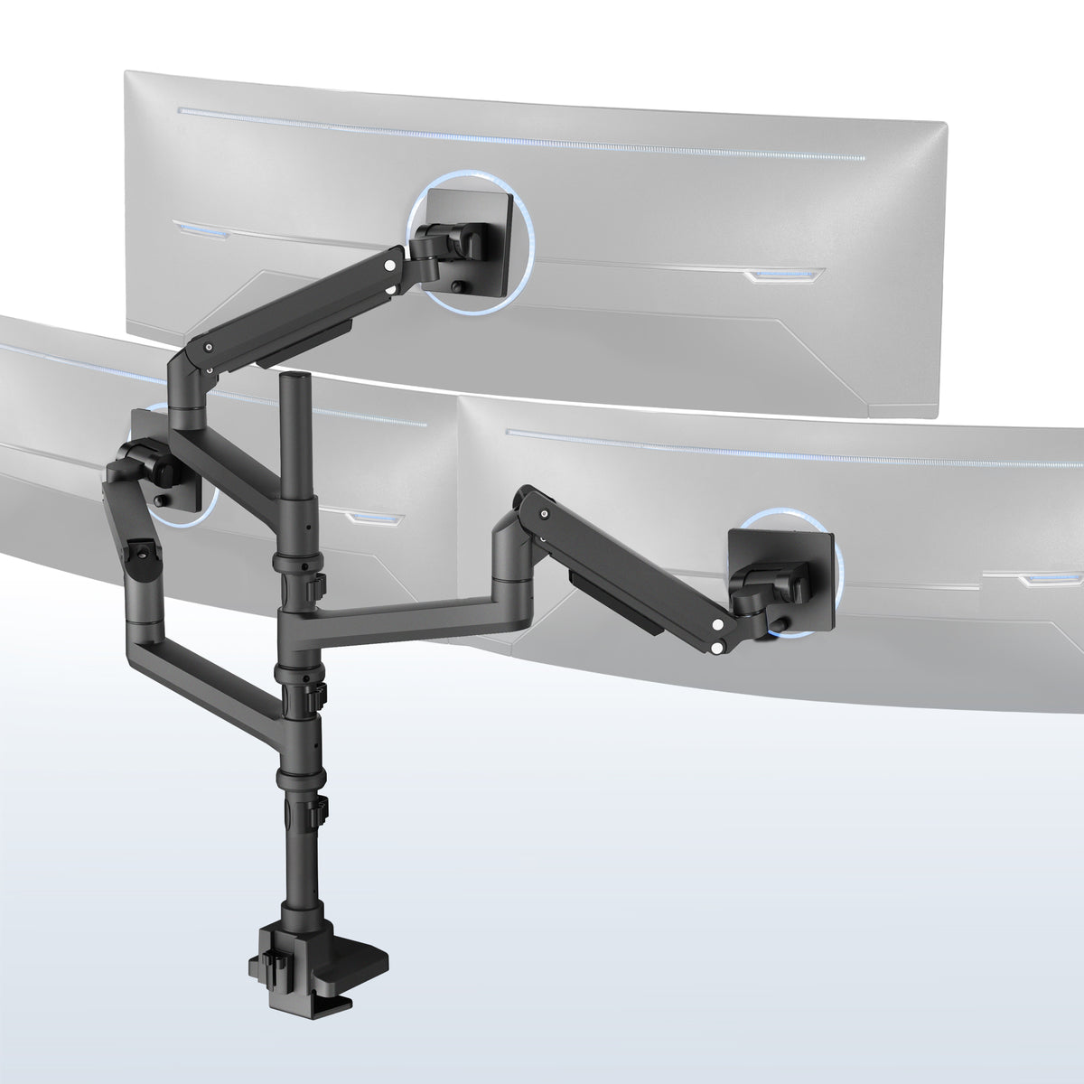 Pneumatic Arm Triple Ultrawide Monitor Extra Tall Desk Mount - Up to 4 ...