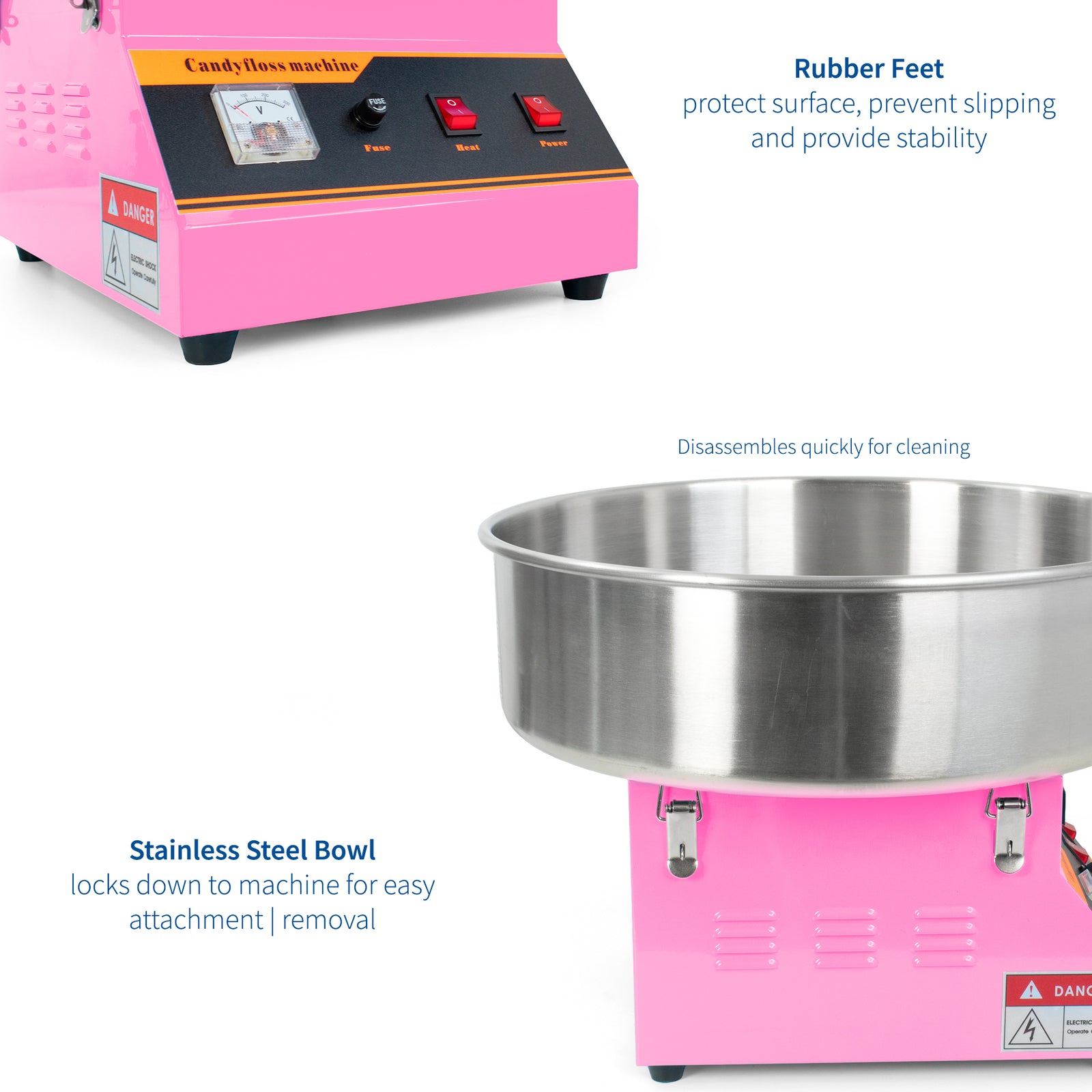 Electric Commercial Cotton Candy Machine with Bubble Shield – VIVO ...