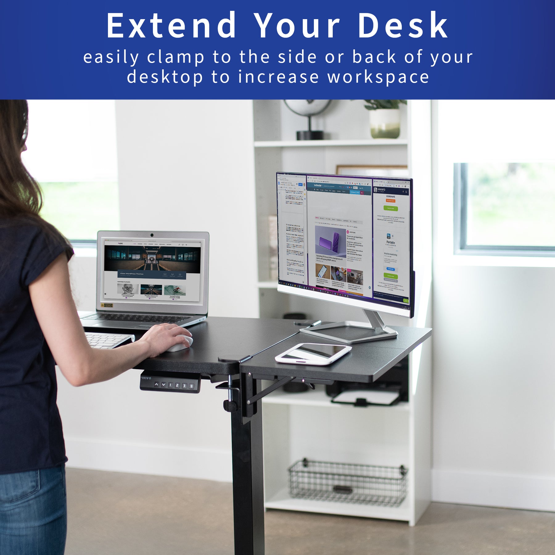 Clamp-on Desk Extension – VIVO - desk solutions, screen mounting, and more