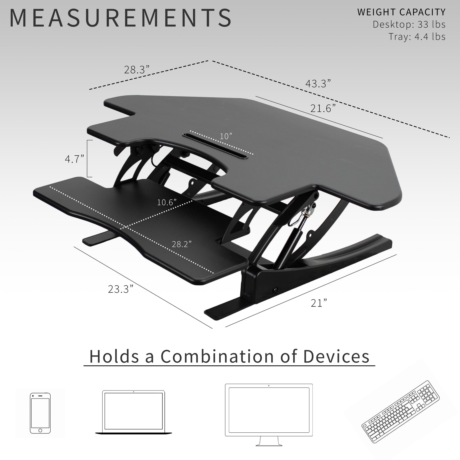 44" Corner Standing Desk Converter – VIVO - desk solutions, screen ...