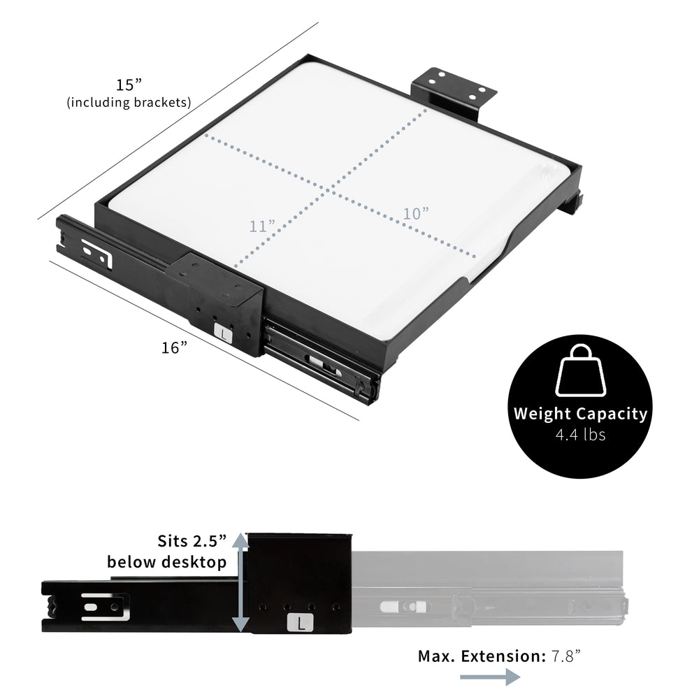 Under Desk Whiteboard Slider Tray – VIVO - desk solutions, screen ...
