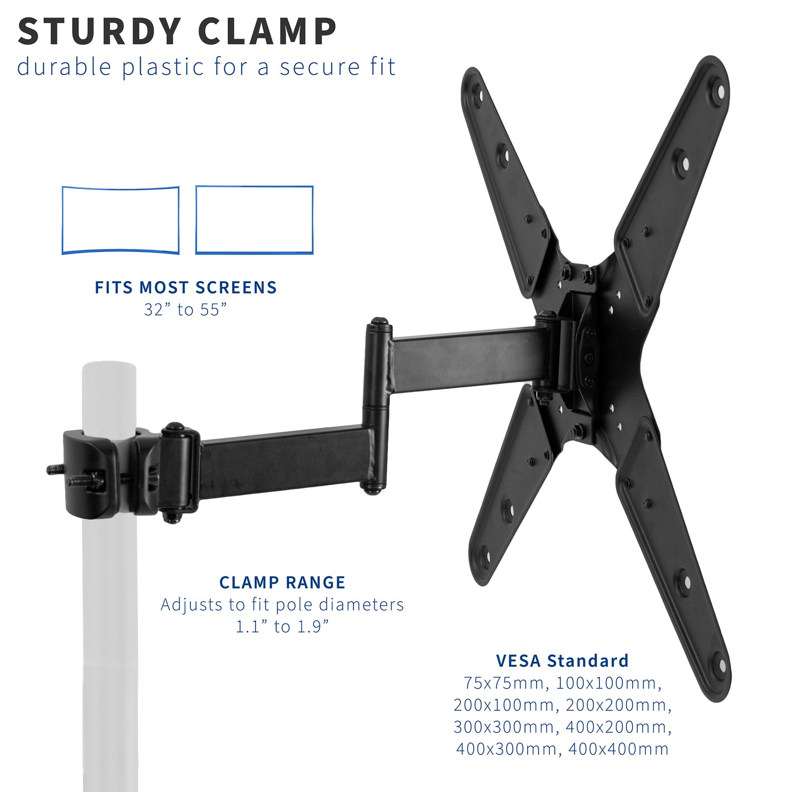Pole Mount Arm for 32" to 55" TVs – VIVO - desk solutions, screen ...