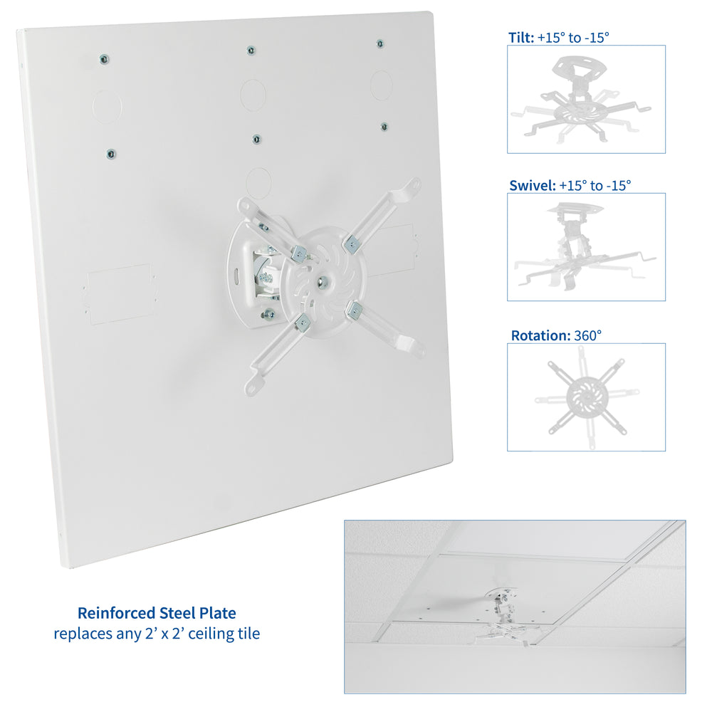 White Universal Drop Ceiling Projector Mount – VIVO - desk solutions ...