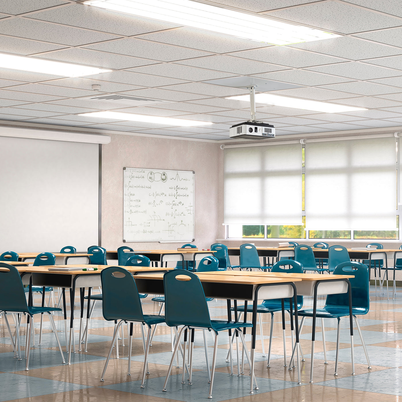 White Universal Drop Ceiling Height Adjustable Projector Mount – VIVO ...