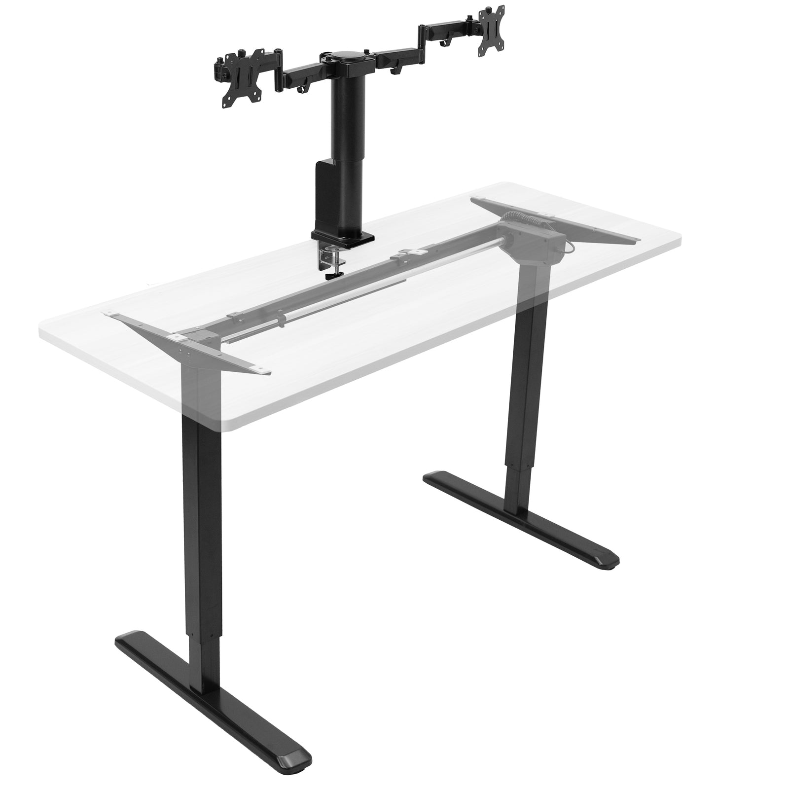 Single Motor Desk Frame with Electric Dual Monitor Arm & Touch Screen ...