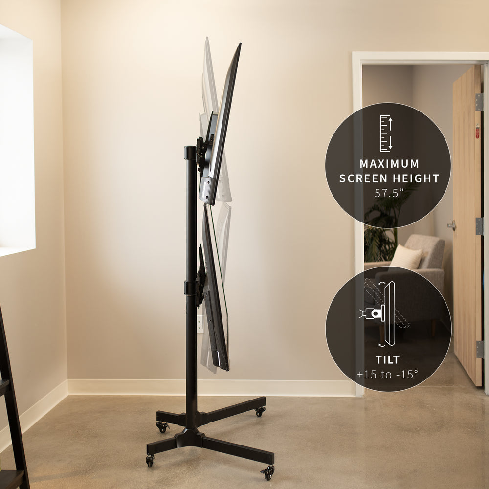 Dual Screen Cart for 32" to 65" TVs – VIVO - desk solutions, screen ...