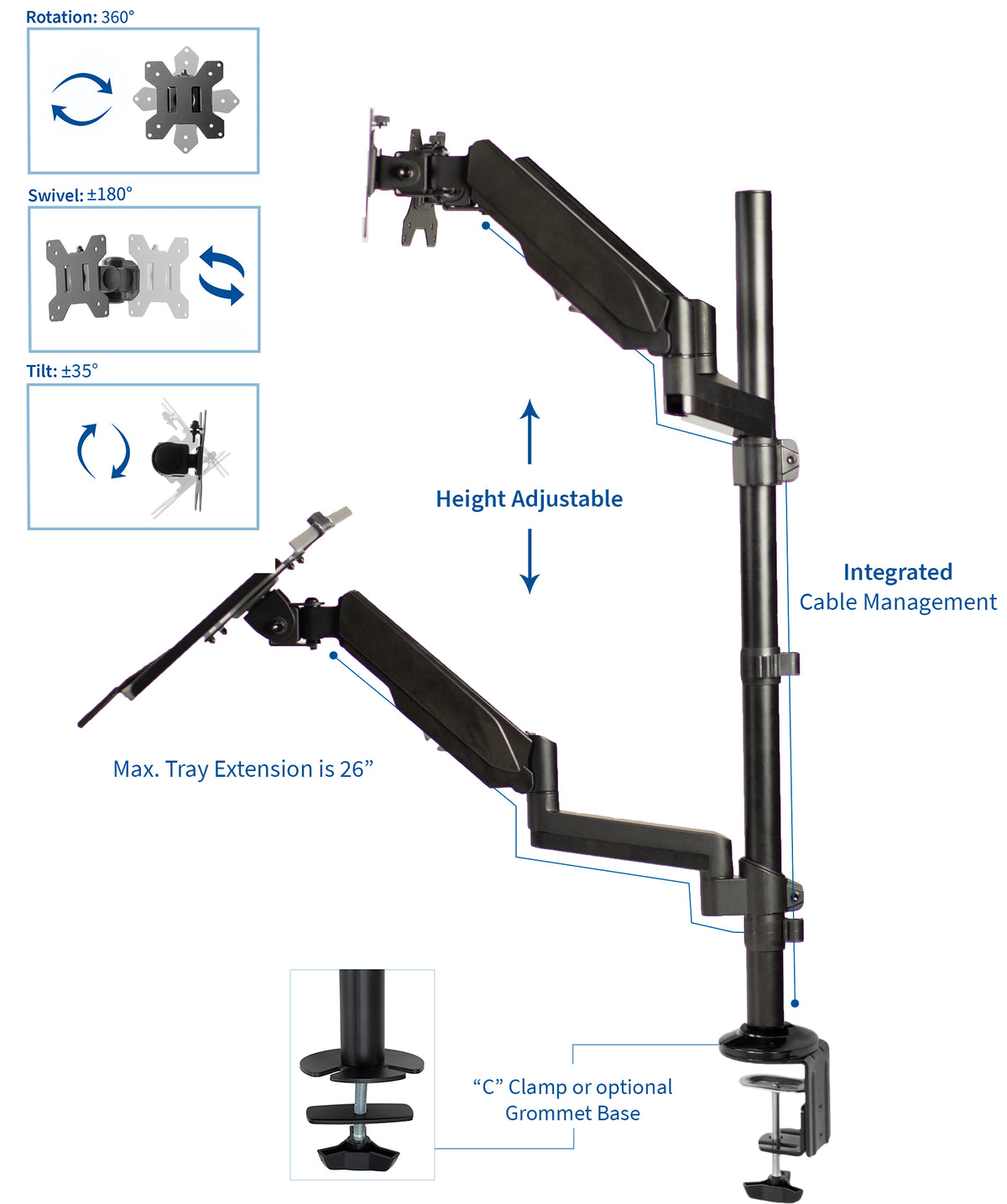 Dual 17" to 32" Monitor Sit to Stand Desk Mount Workstation – VIVO ...