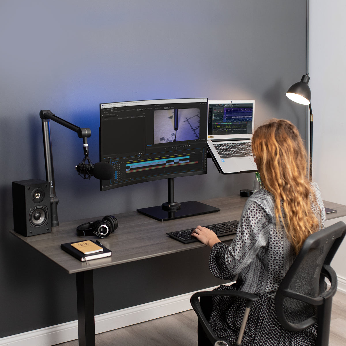 Monitor and Laptop Desk Glass Stand - Up to 32" Screens, 17" Laptops ...