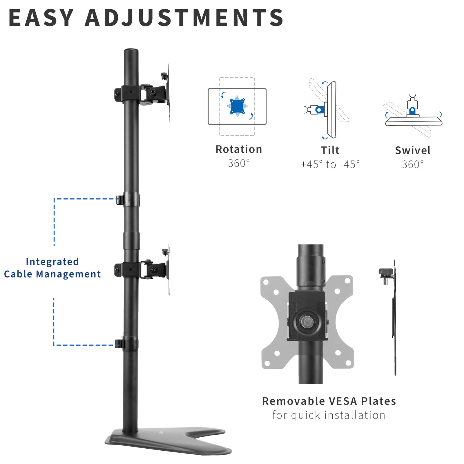 Dual Vertical 13" to 34" Monitor Desk Stand – VIVO - desk solutions ...