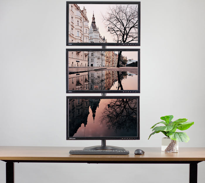 Vertical Triple Monitor Desk Stand - 13” to 27" Screens – VIVO - desk ...