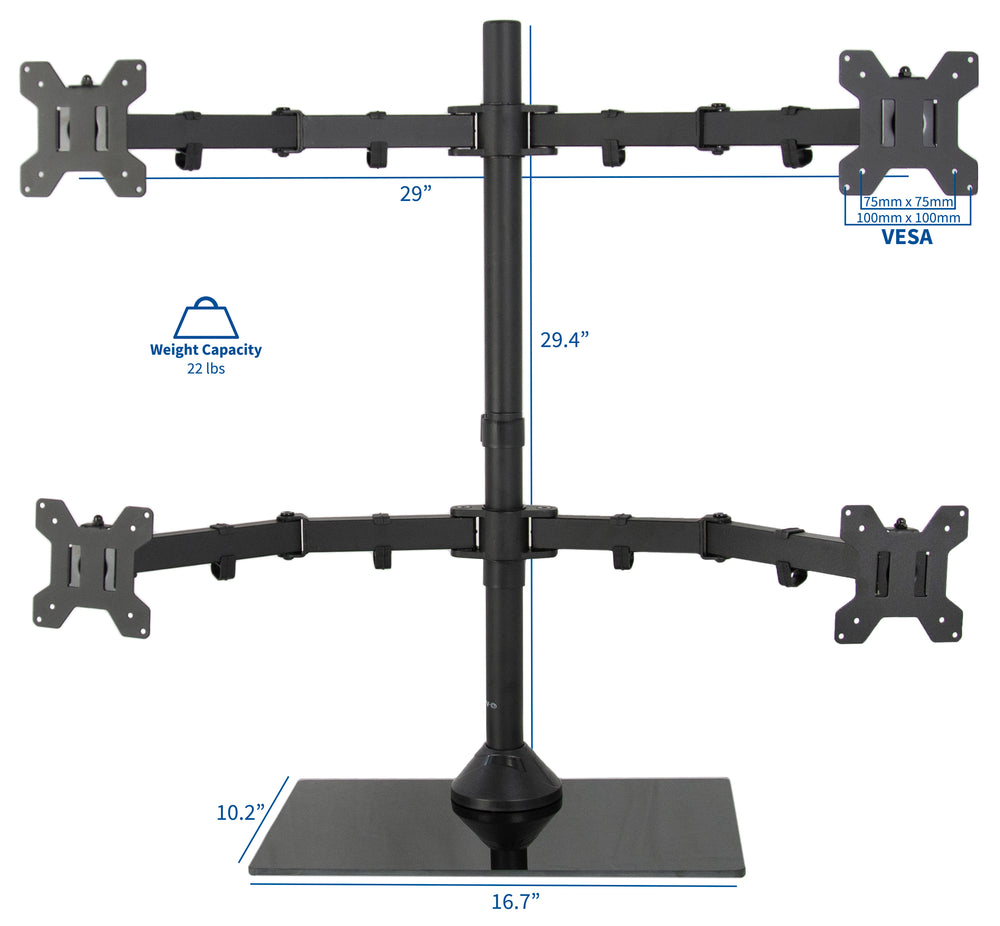 Quad Monitor Desk Stand - 13” to 27" Screens – VIVO - desk solutions ...