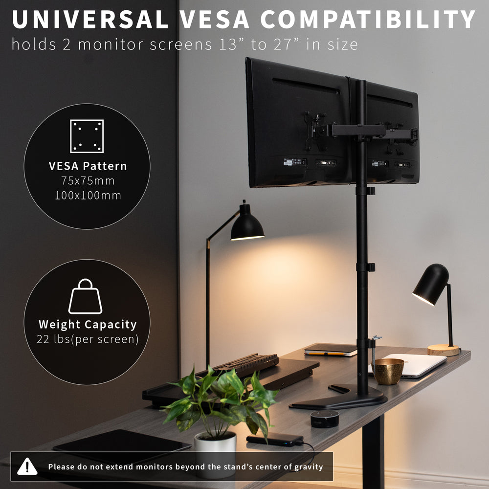 Dual 13" to 27" Monitor Extra Tall Desk Stand – VIVO - desk solutions ...
