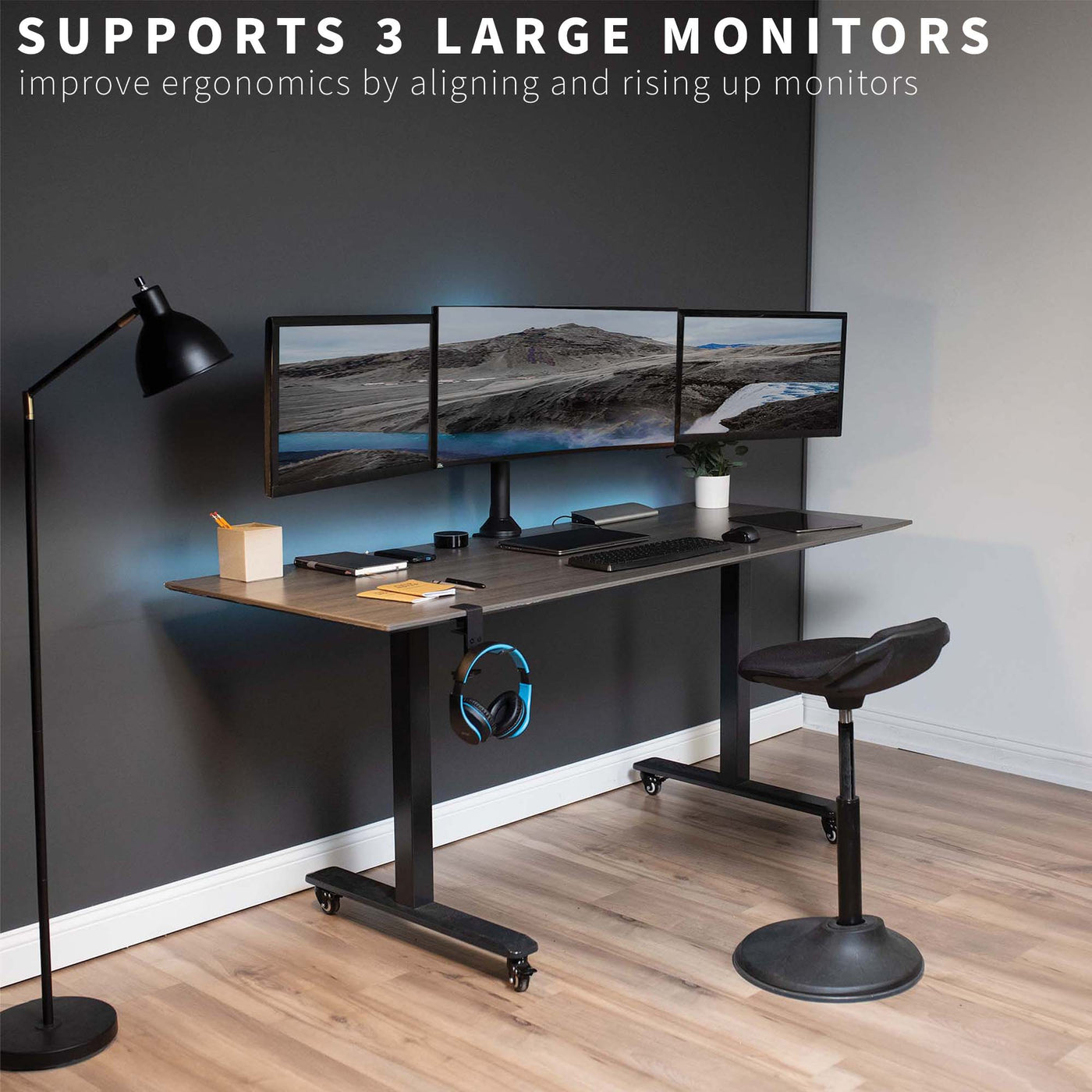 Triple 23" to 32" Monitor Desk Mount – VIVO - desk solutions, screen ...